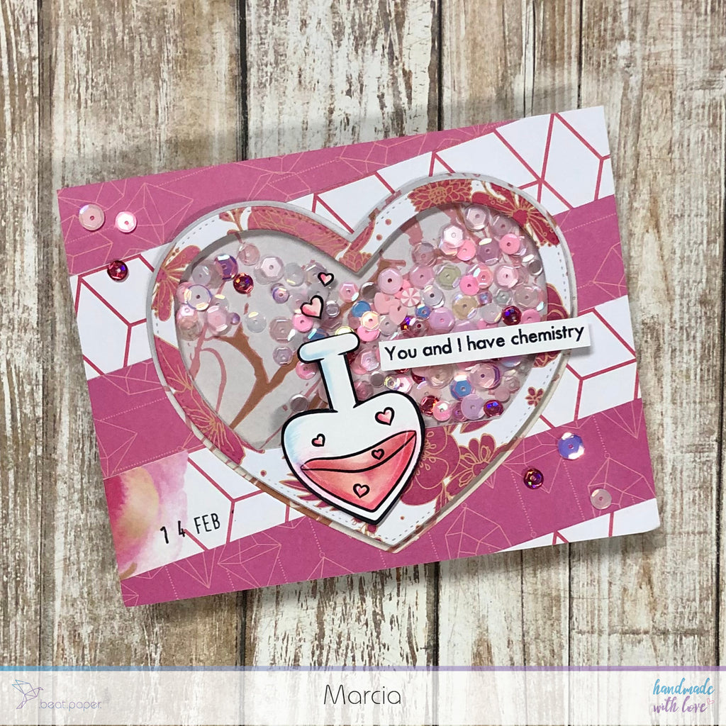 Love Chemistry Heart Shaker Card with beat.paper – The Frolicking Fairy ...